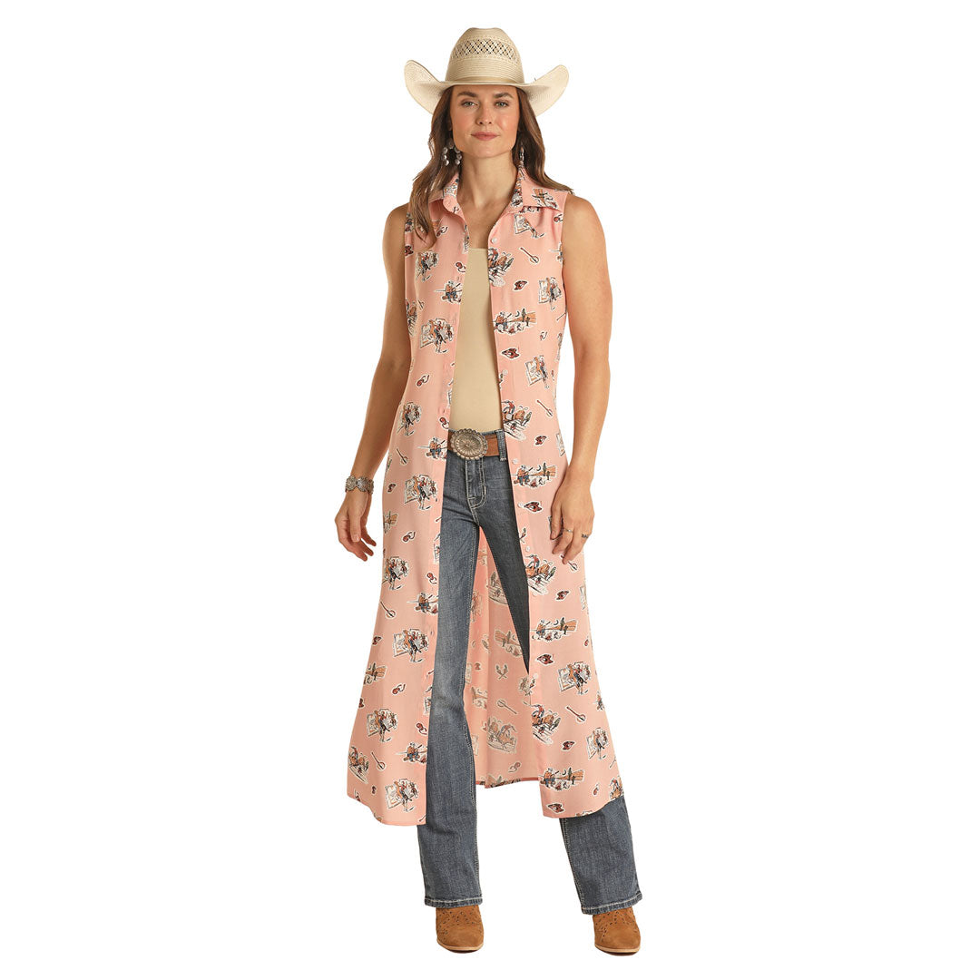Rock & Roll Denim Ladies Sleeveless Cowboy Print Duster – JPC Equestrian
